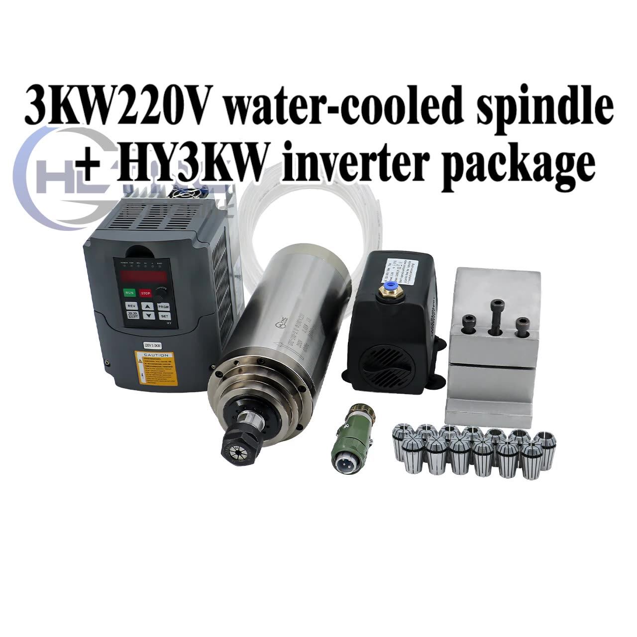3kw Water Cooled Spindle 3kw Spindle Motor + 220v/3kw Frequency ...