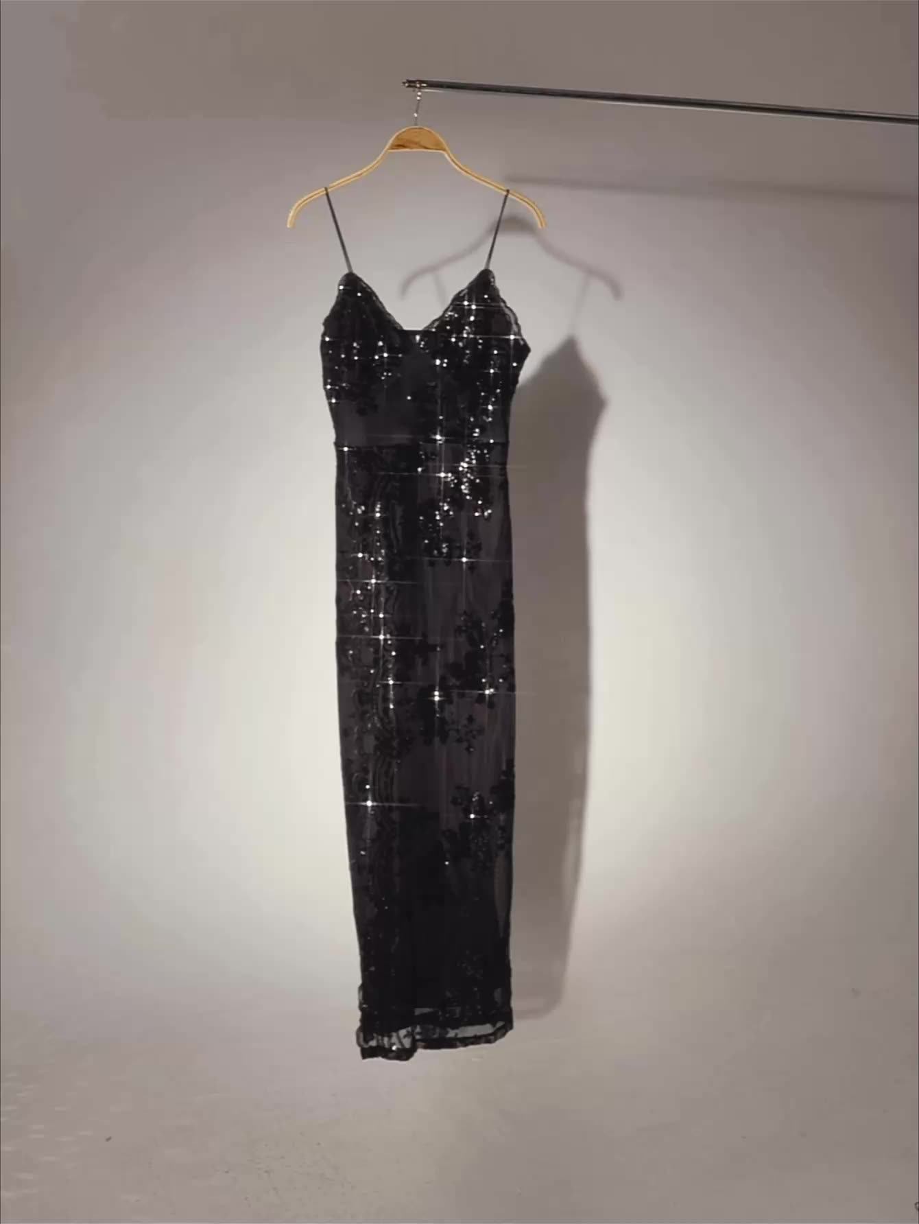 D&m Custom Novance Dresses Women Robe Strass Split Thigh Sequins Cami ...