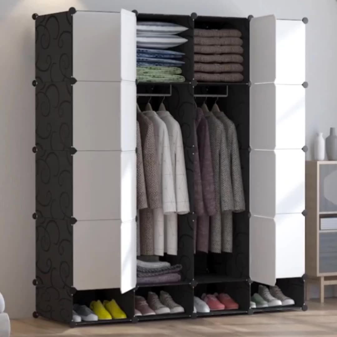 Folding Diy Bedroom Portable Storage Cloth Wardrobe Plastic Designs ...