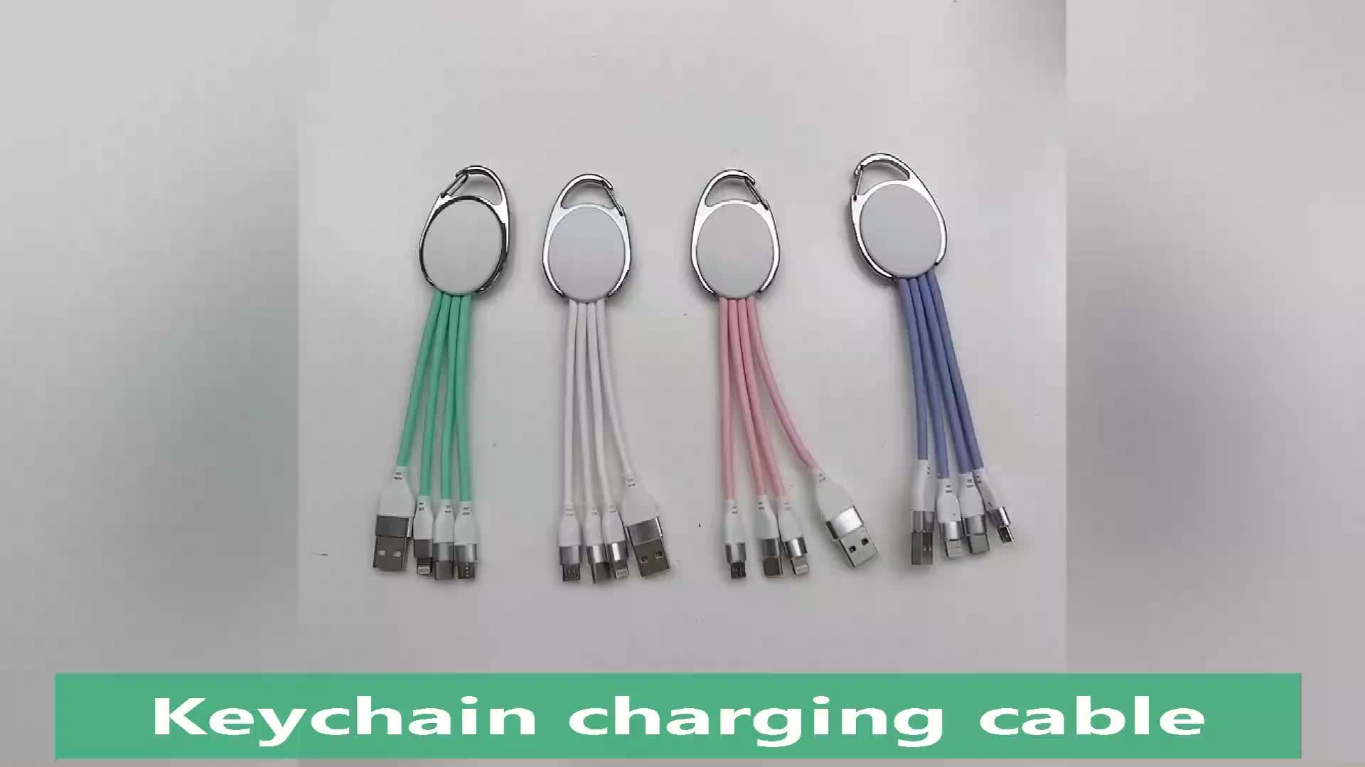 Promotional&business Gift Keychain Usb Data Cable 3in1 Usb Cable With ...
