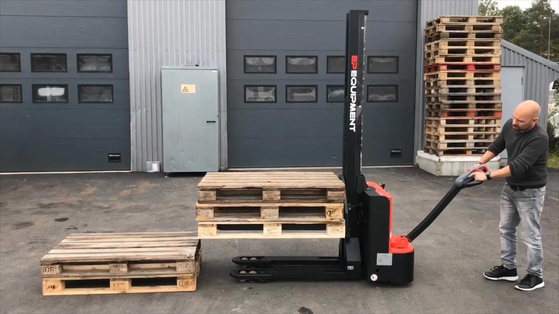 Ep Two Pallets One Time Double Loader Pedestrian Style Electric Pallet ...