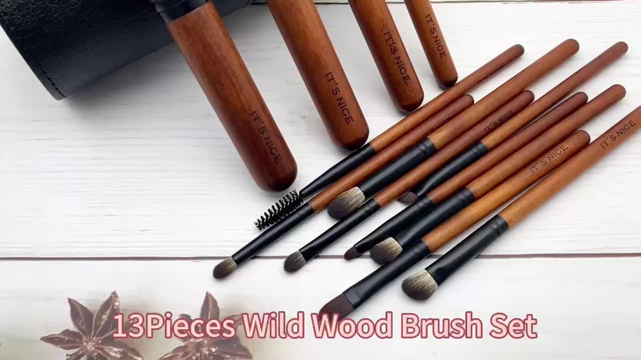 High Quality Wholesale 13-piece Wild Wood Makeup Brush Set With Vegan ...