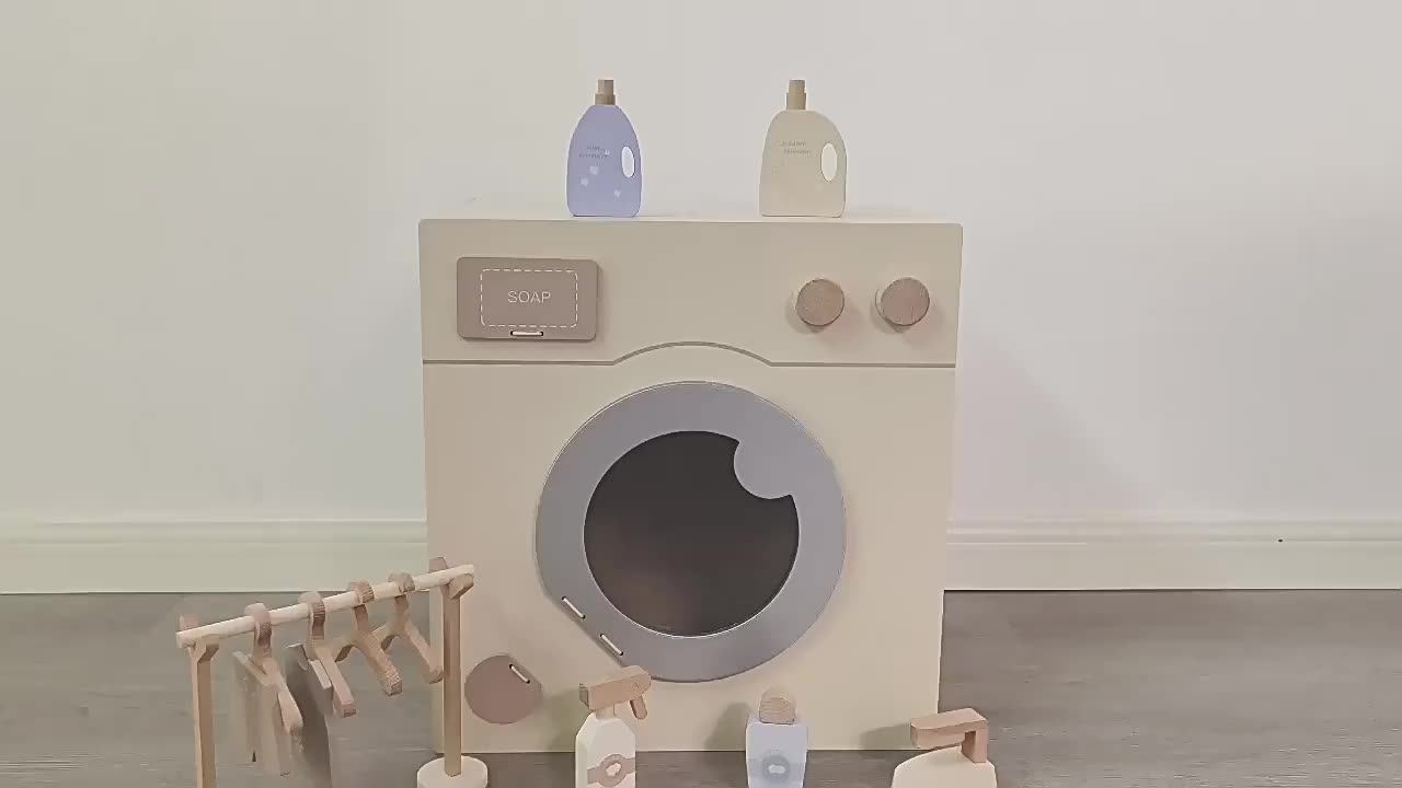 Kids Washer Role Play Game Montessori Toy Children Simulation Wooden ...
