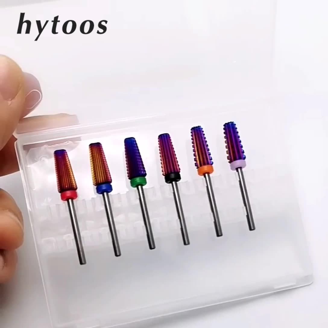 Hytoos Purple Carbide Nail Drill Bit 5 In 1 Tapered Drills Milling ...