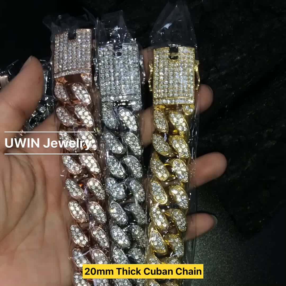 Hip Hop Iced Out 20mm Cuban Chain Bracelet Necklace Wholesale Rapper ...