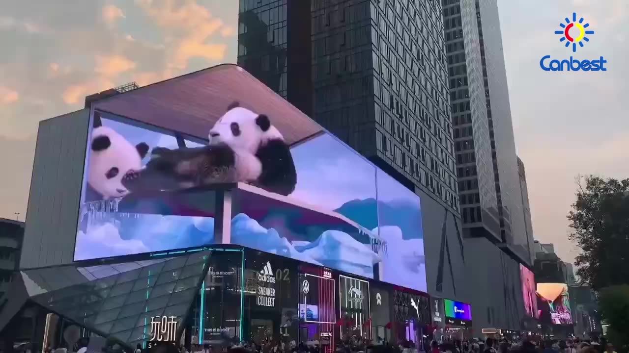 Outdoor 3d Led Video Advertising Screen 90 Degree Corner Building ...