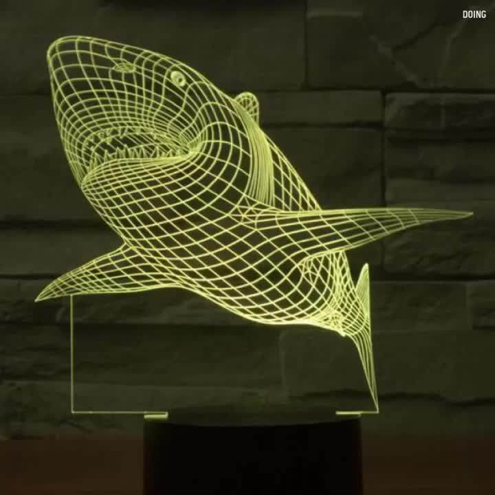 Night Light 3d Lamp Shark 3d Lights Children Nightlight Visual Led ...