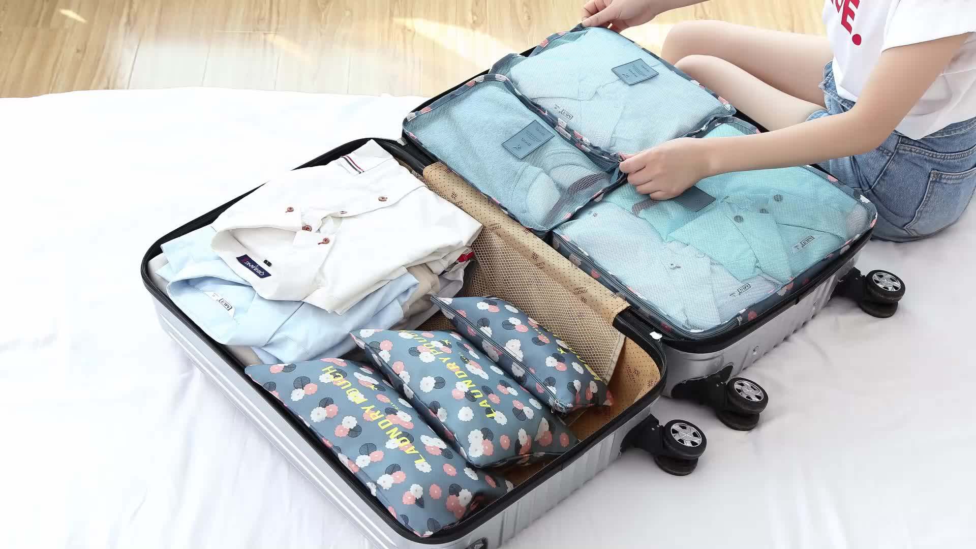 6pcs/set Women Men Travel Bag Waterproof Packing Cubes Luggage Clothes ...