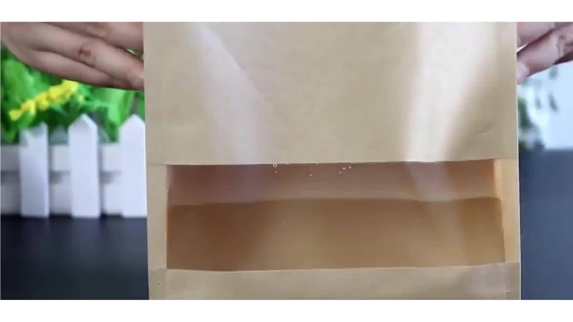 Brown Kraft Paper Bag With Window And Zipper Food Grade Tea Packaging ...