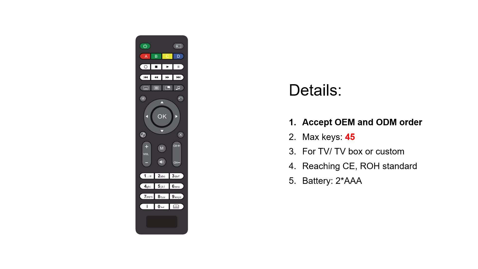 Dt-8812 Top Quality Black Universal Satellite Receiver Remote Control ...