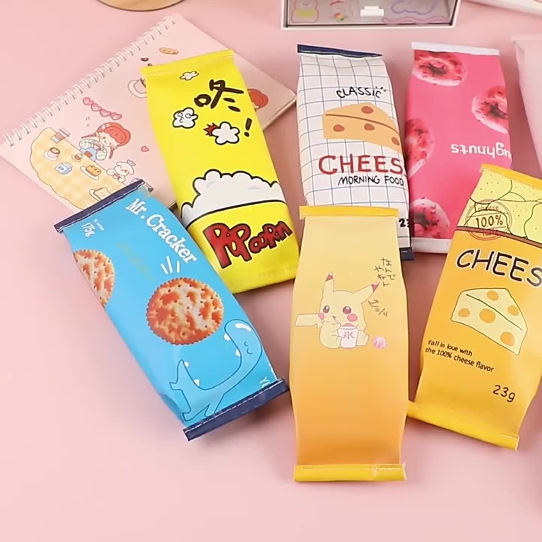 Cartoon Snacks Cute Kawaii Children Pu Leather School Pencil Cases,Kids ...