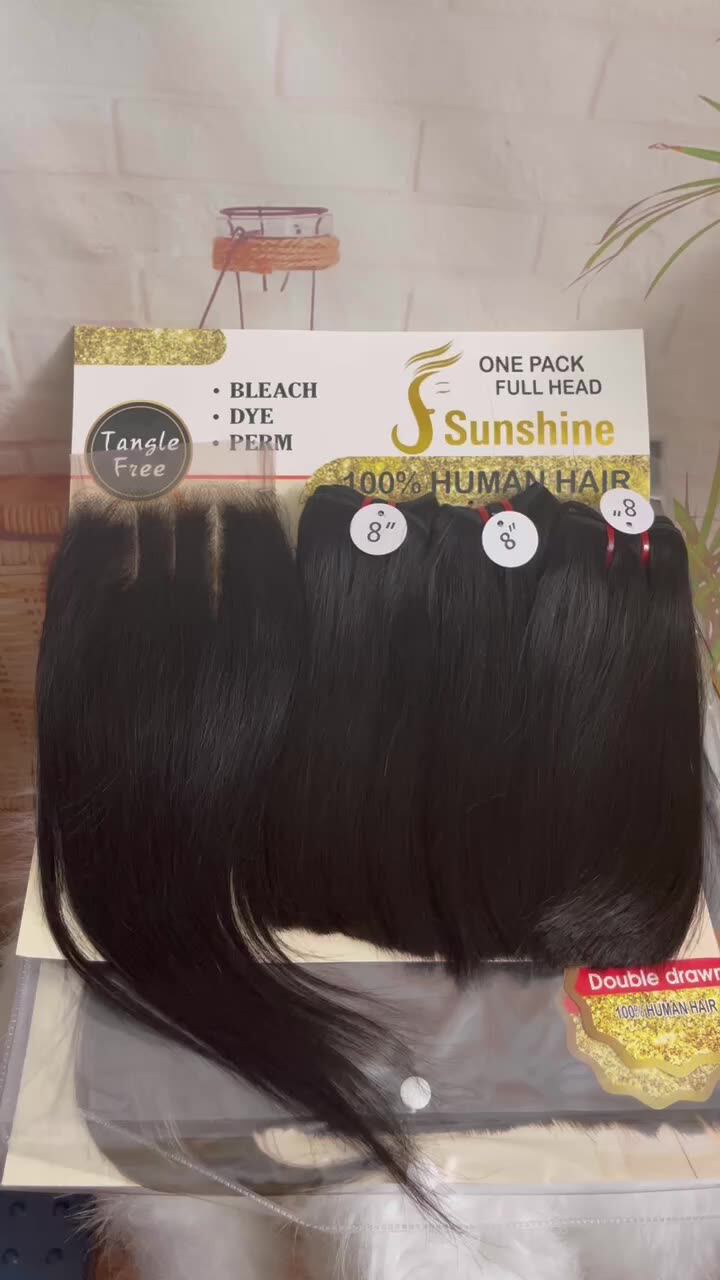 Wholesale 3+1 Packet Hair With Closure 12a Bone Straight Double Drawn ...