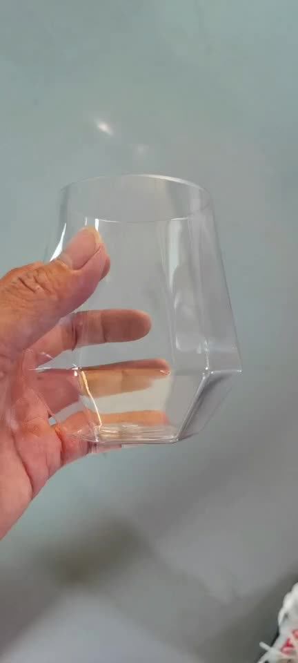 Diamond Shaped Plastic Wine Glass 12oz Pet Drinking Cup Reusable Bpa ...