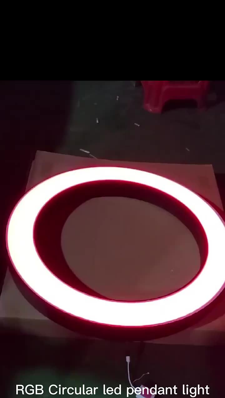 Modern Round Led Lighting Fixture Office Linear Circle Pendant Dimming ...