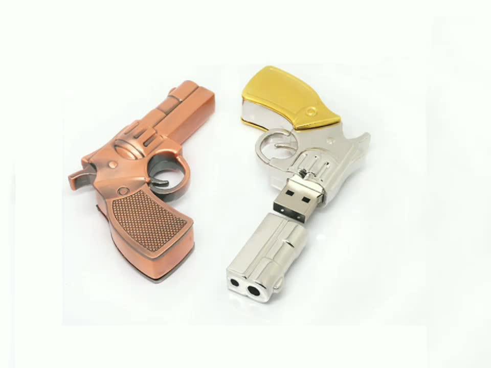 Metal Gun Shape Fold Storage Usb Flash Drive Pistol Style Custom Logo ...