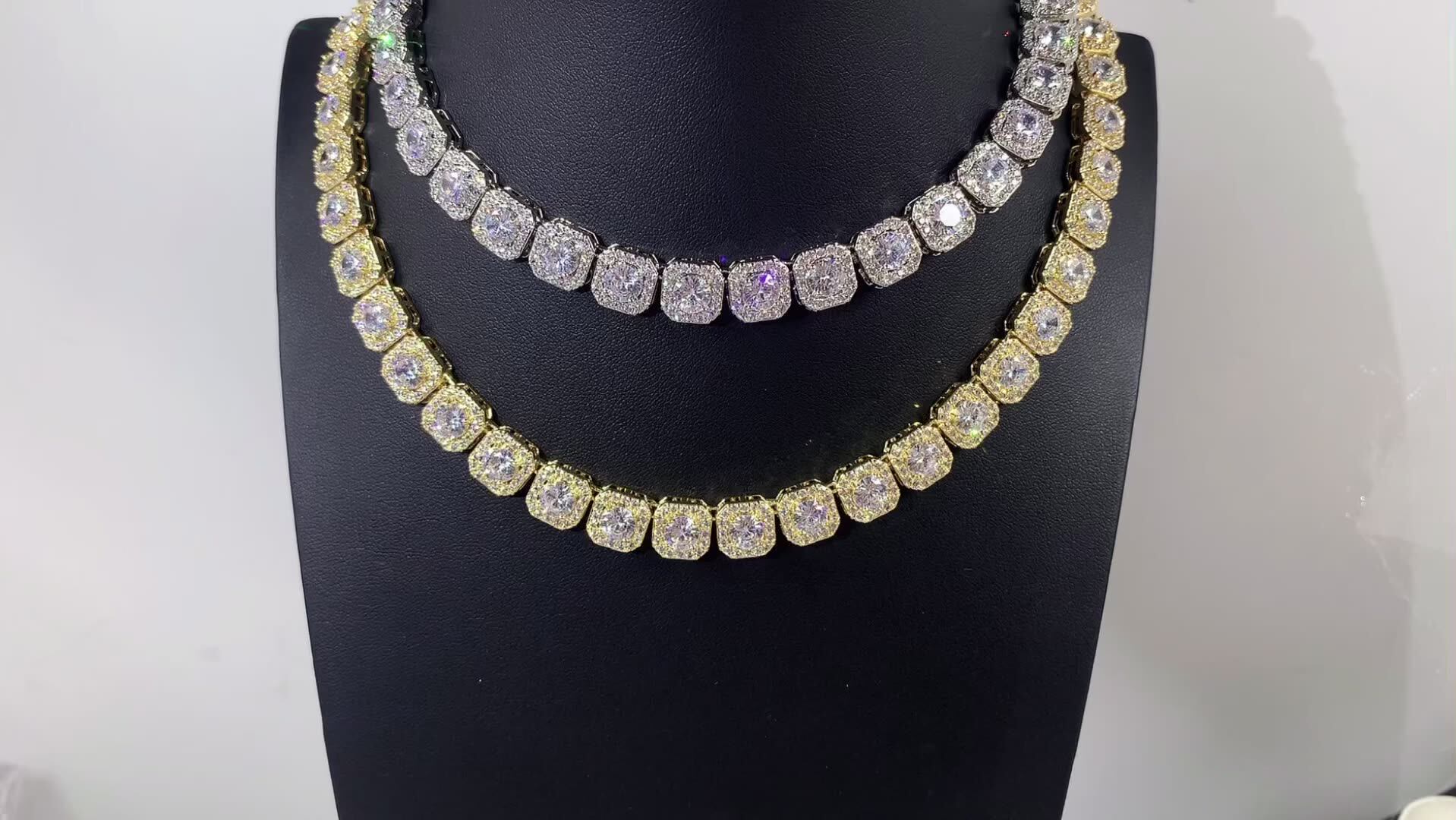 Cuban Link Diamond Pink Custom Tennis Chain Initial Necklace - Buy ...