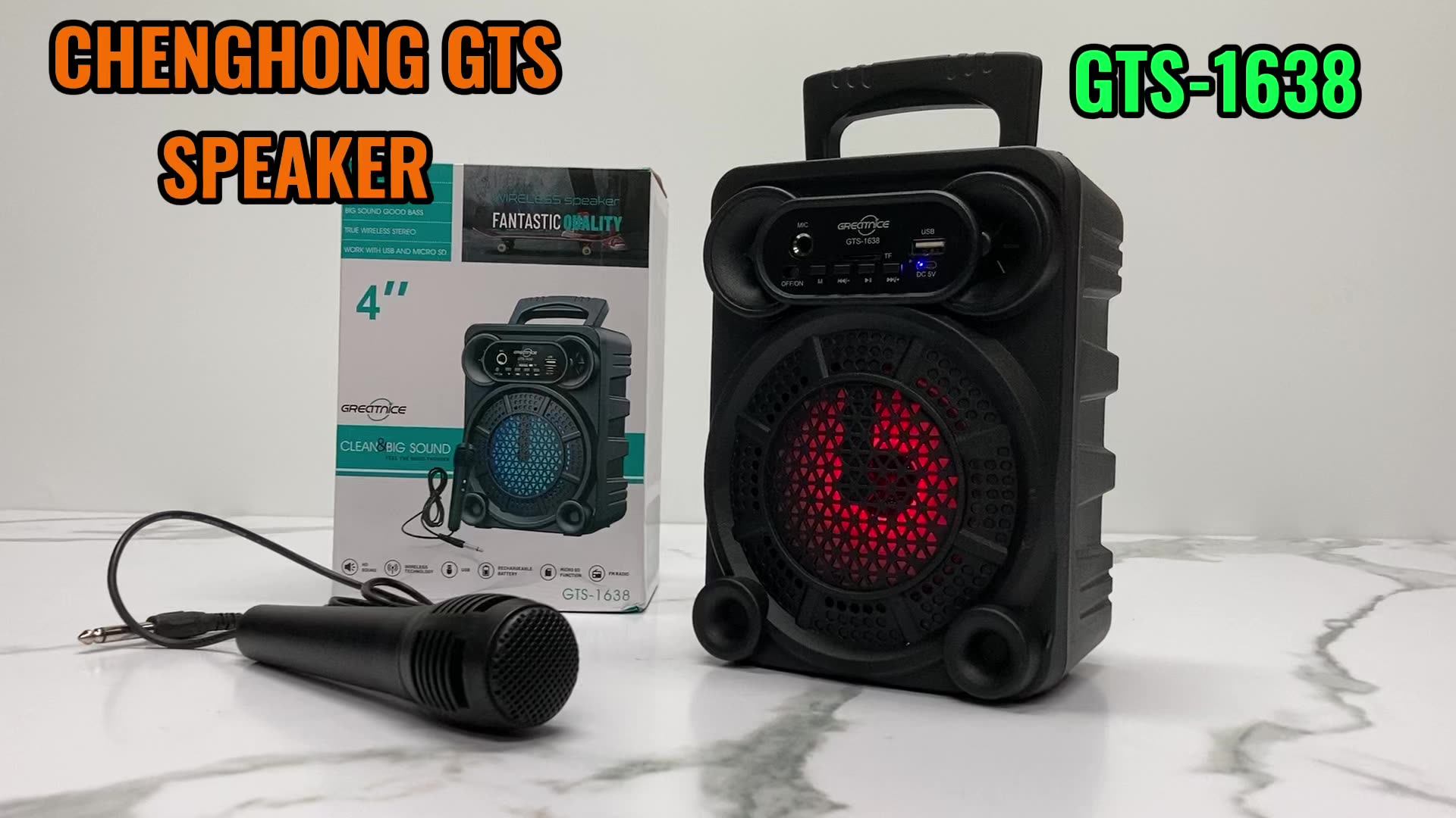 Kts Gts-1638 Rechargeable Bt Speaker Portable 4 Inch Wireless Outdoor ...