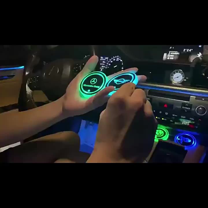 7colors Led Lights Car Cup Holder Luminous Coaster Water Pad For Lexus ...