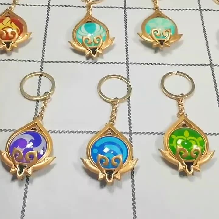 Anime Genshin Impact Eye Double Sided Pattern Luminous Metal Keychain ...