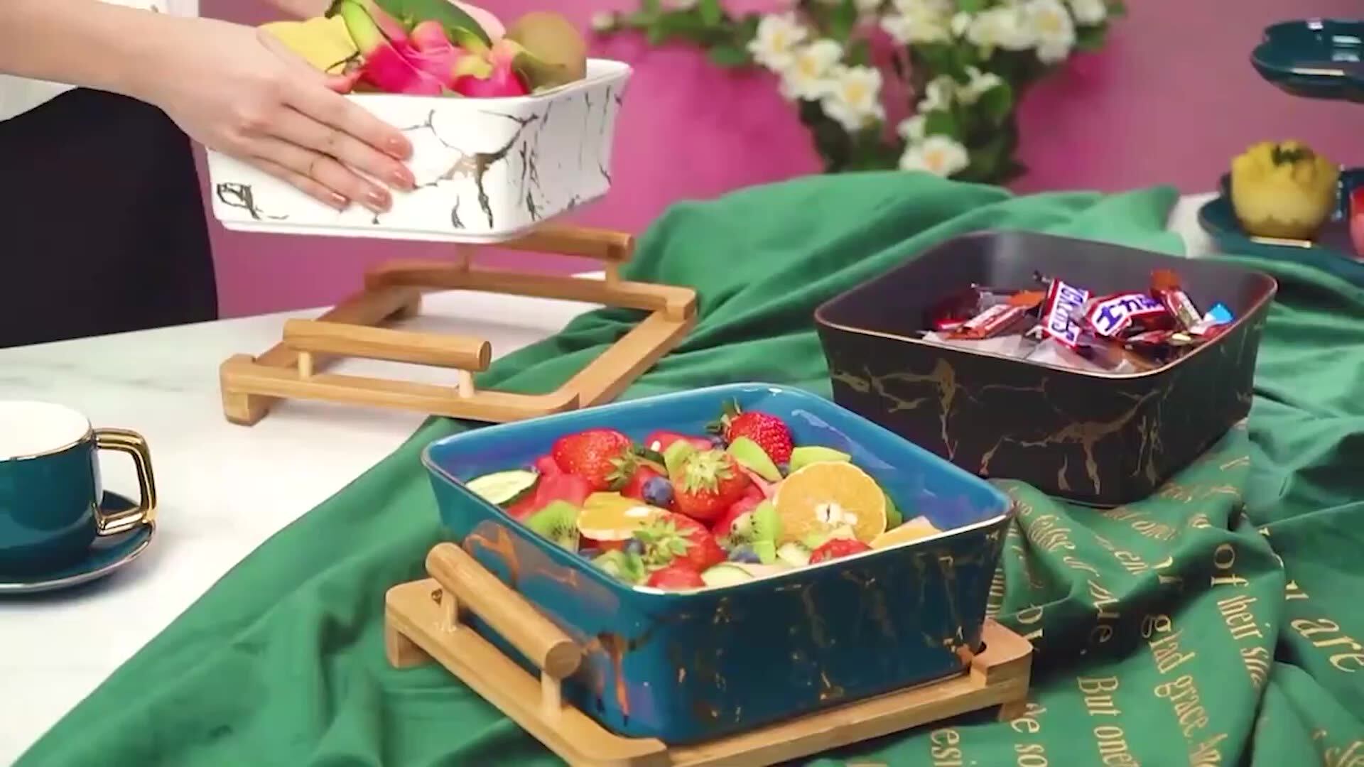 Luxury Restaurant Marble Dinner Set Marble Ceramic Tableware Dinnerware ...