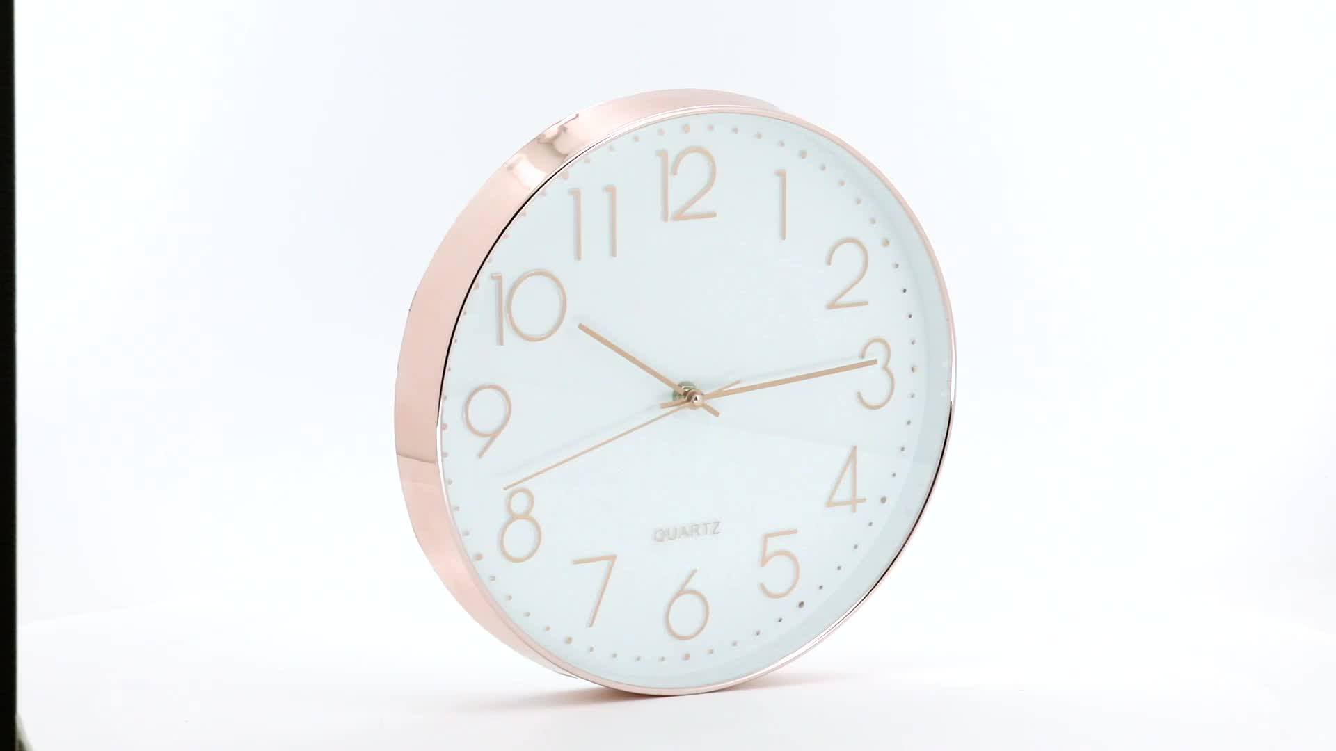 12 Inch Hot Quartz Sweep Decorative Battery Operated Rose Gold Wall ...