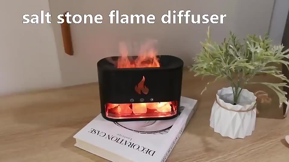 Ultrasonic Flame Aroma Diffuser Simulate Flame Himalayan Crystal Salt Lamp Essential Oil ...