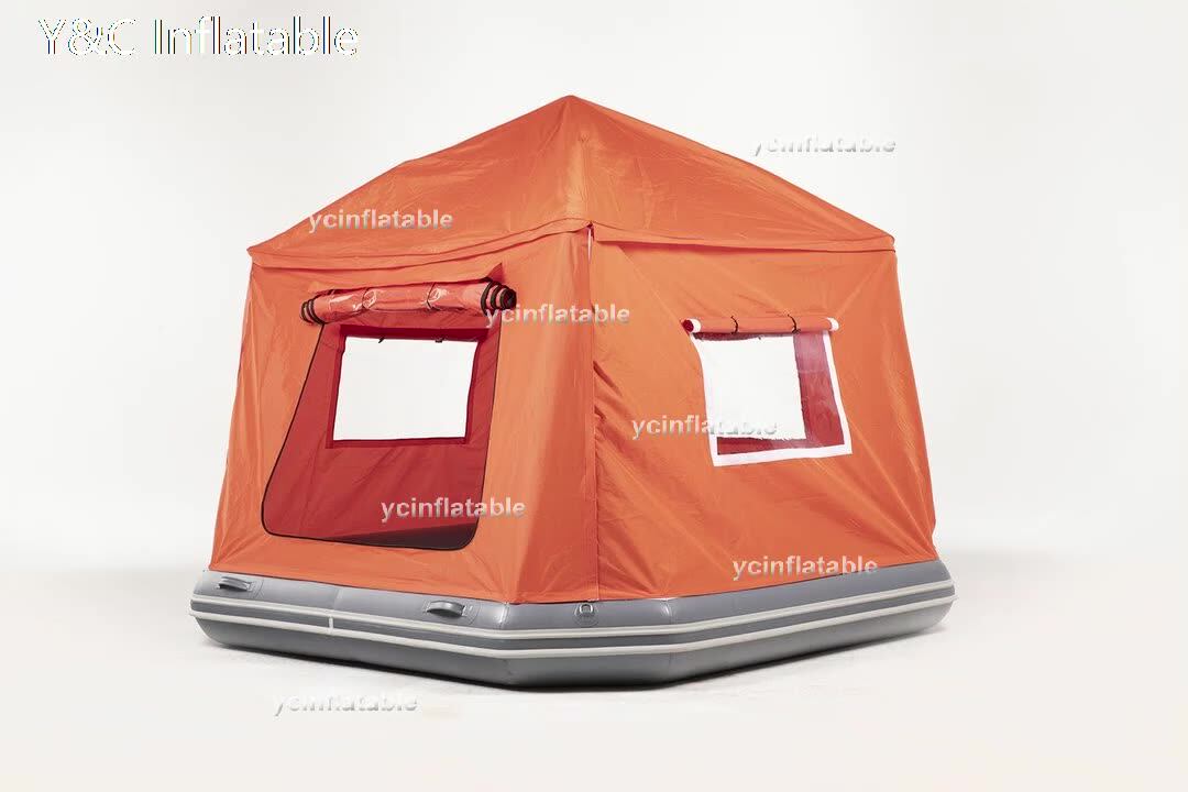 Inflatable Water Floating Island Platform Tent Rafting Boat Inflatable ...