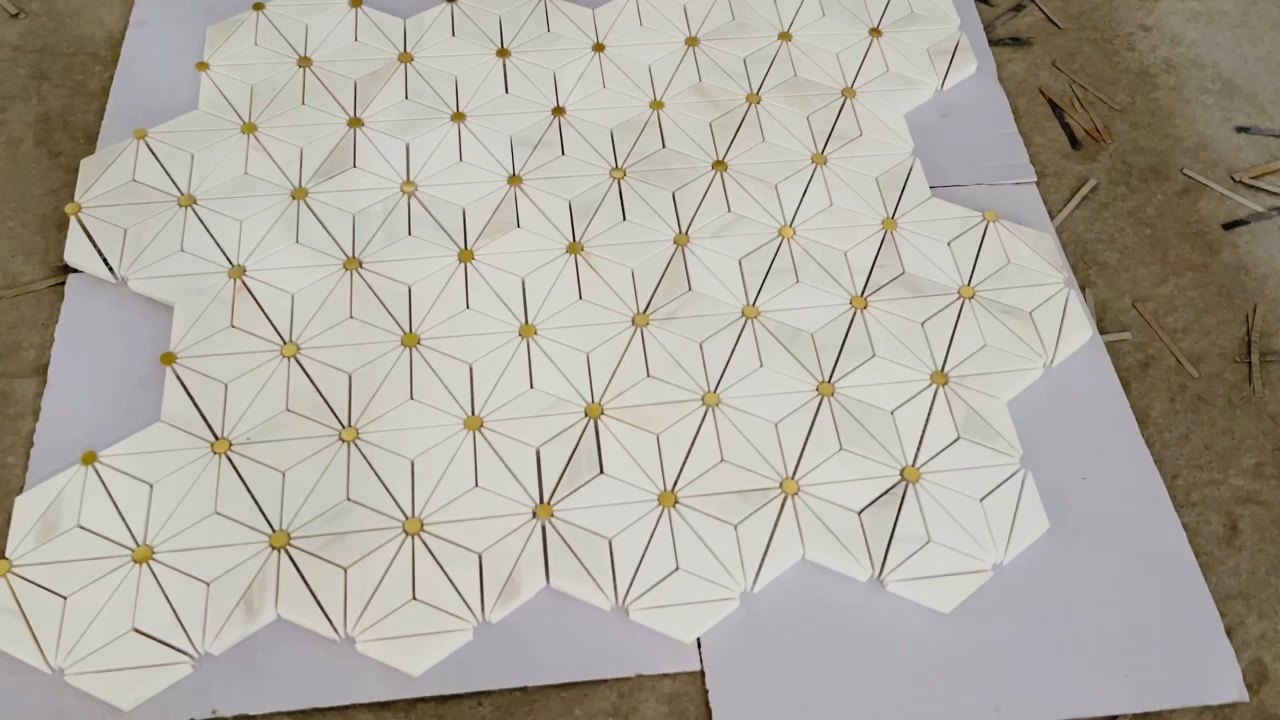 Triangle Hexagon Dolomite Brass Marble Mosaic Tile - Buy Natural Nova ...