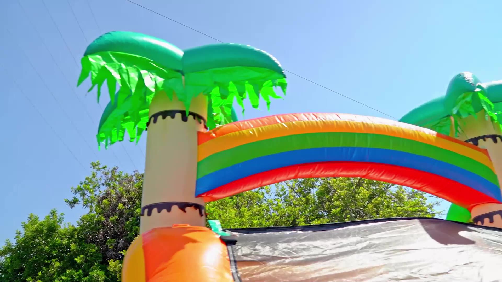 Water Slide Inflatable Tropical Palm Tree Commercial Waterslide Adult ...