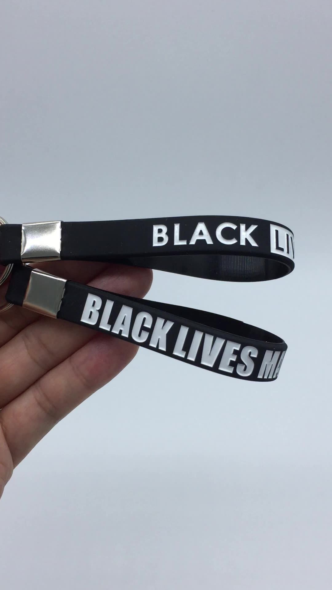 New Custom Blue Black Lives Matter Lanyard Keychain Holder Silicone ...