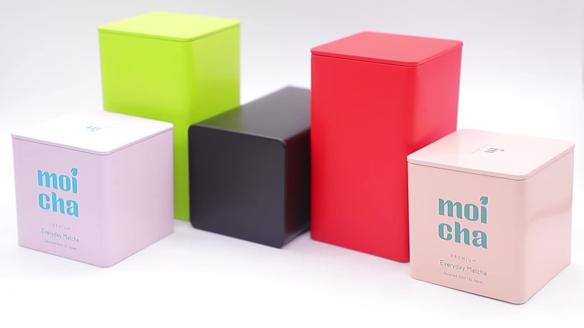 Custom Logo Designs Metal Square Tea Tin Box Container Gift Packaging ...
