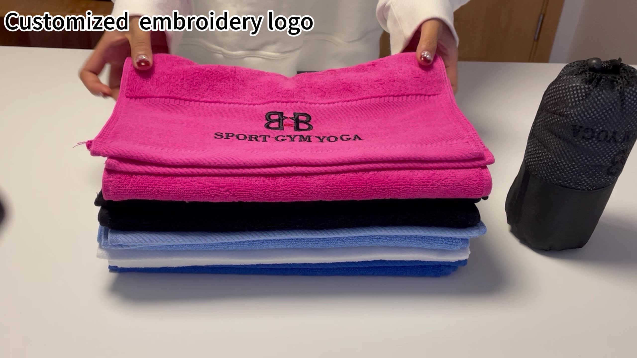Custom Embossed Jacquard Embroidery Logo Gym Towel 100% Cotton Outdoor ...