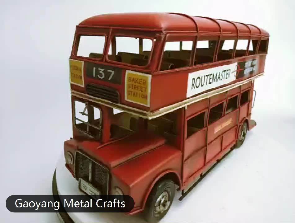 Uk London Style Double-decker Iron Bus Figurines Vintage Home Decor Bus ...