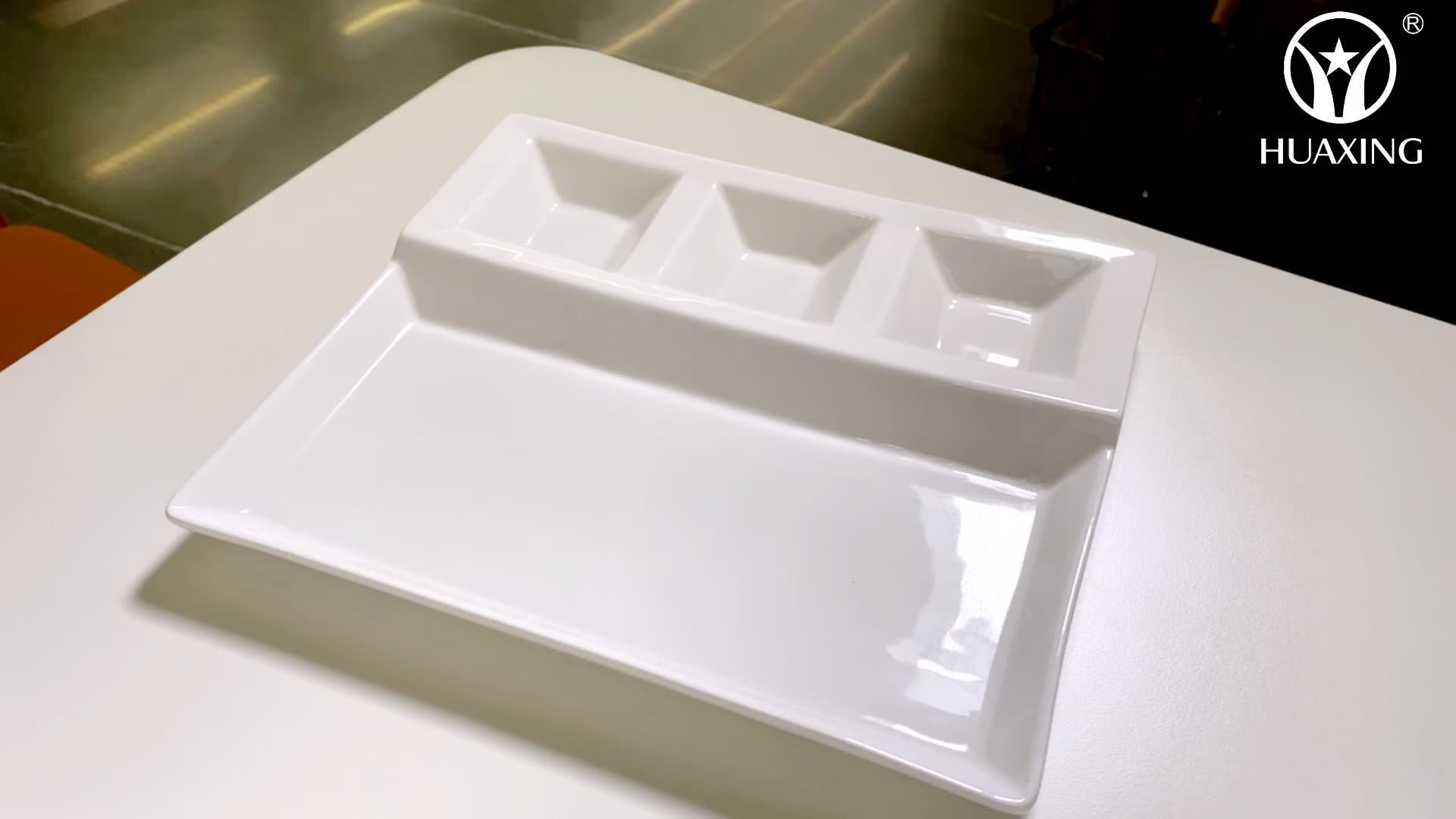 White Ceramic Glazed Fruit Snack Two Compartment Plate For Food ...