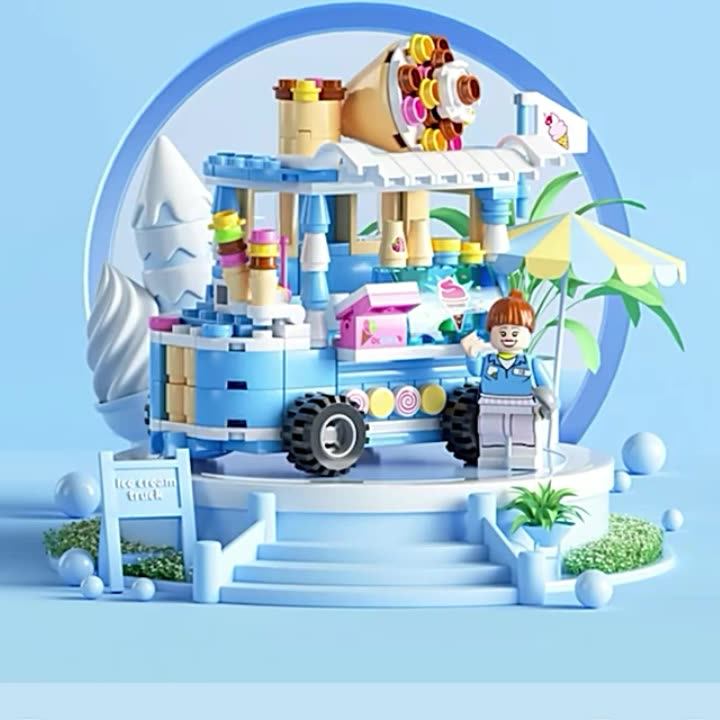 Lele Brother Kids Snack Food Cart Bricks Mini City Street View Building ...