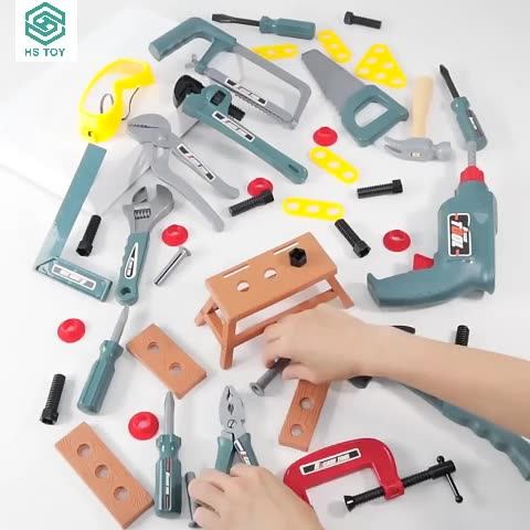 Hs Pretend Play Portable Bench Boy Repair Suitcase Tool Kit Electrician ...