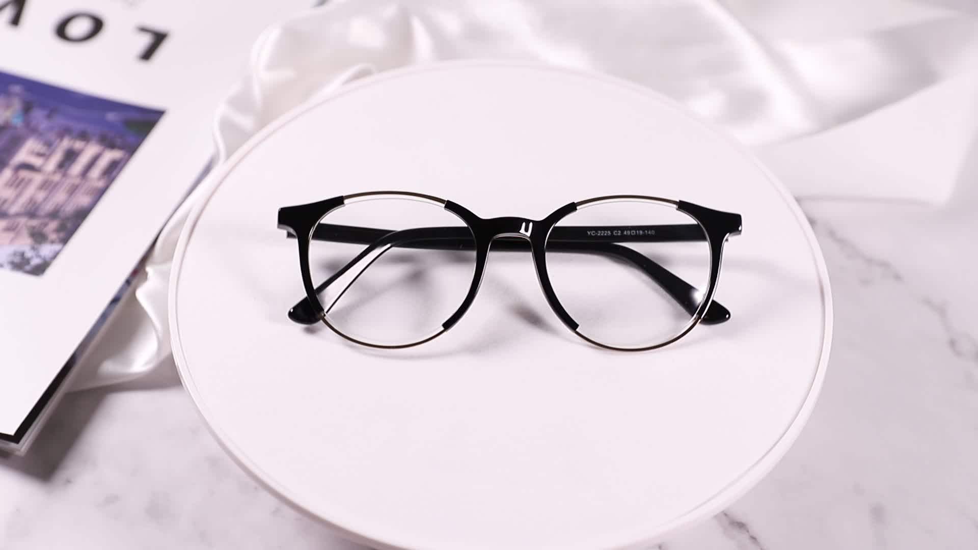 Retro Alloy Acetate Men Women Double Bridge Round Spectacle Optical ...