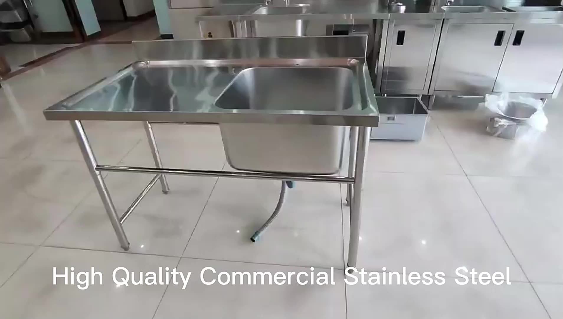 Free Standing Restaurant Sink Commercial Kitchen Single Bowl Sink 304 ...