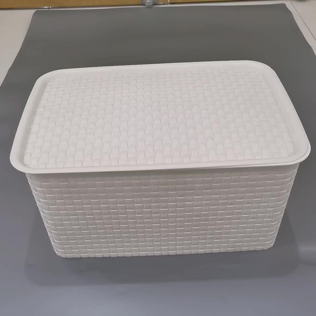 7.5l Pp Oblong Shaped Plastic Opaque Rattan Storage Box With Lid - Buy ...