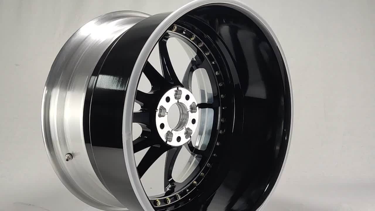 Mirror Polish Lip,Gloss Black Center Deep Concave 3 Piece Forged Wheel ...