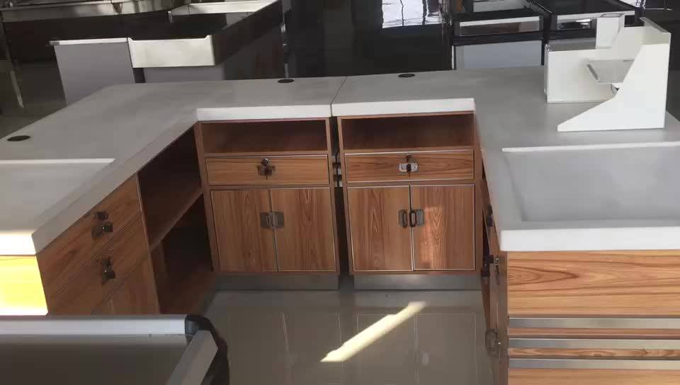 Custom Wood Boutique Cashier Counter Table,New Design Checkout Counter ...