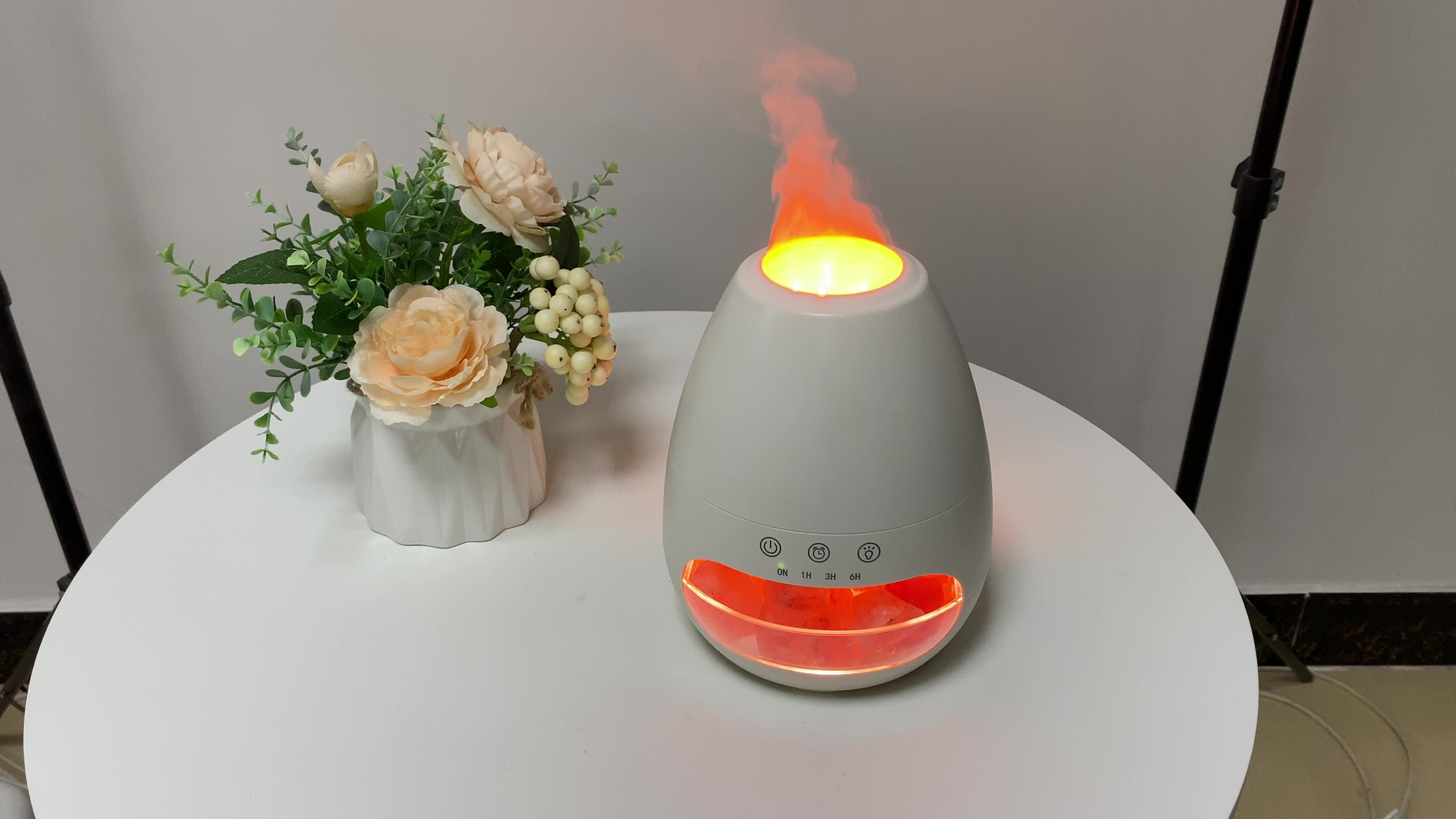 Ultrasonic 3d Flame Salt Stone Aroma Diffuser Scent Diffuser Machine With Night Light Decoration ...
