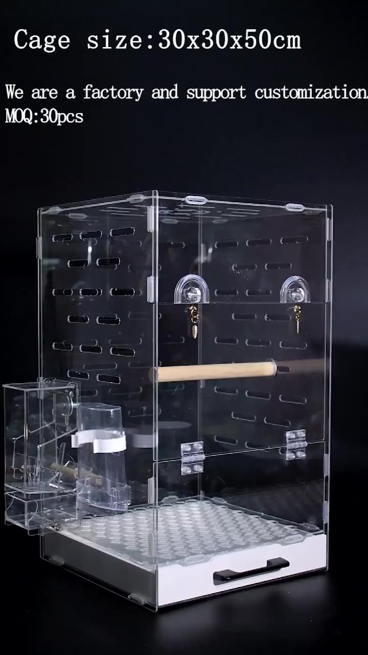 Custom Big Size Rectangle Clear Acrylic Parrot Bird Cages With Breeding ...