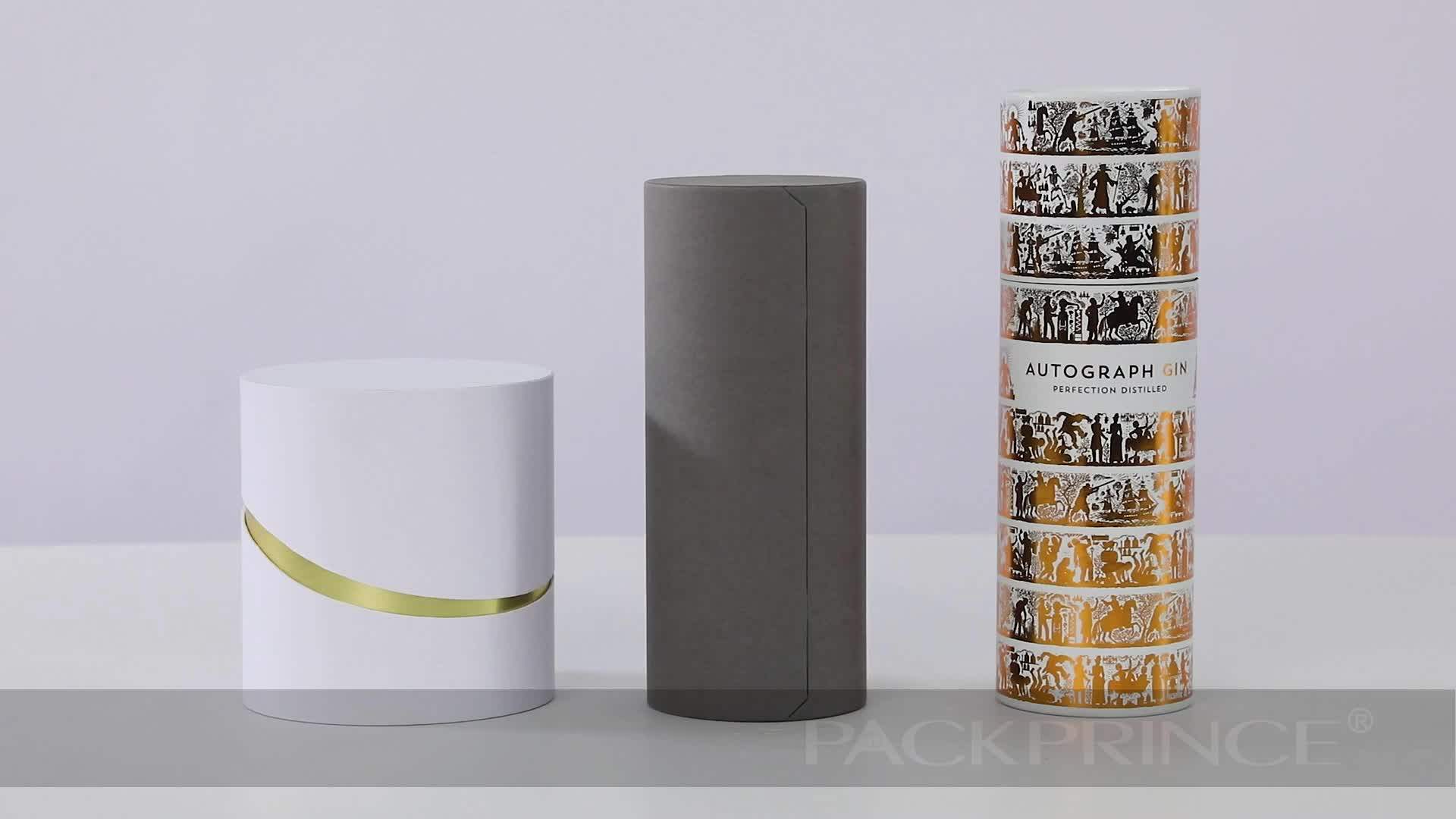 Luxury Cylinder Cardboard Liquor Packaging Paper Round Tube Whisky Wine ...