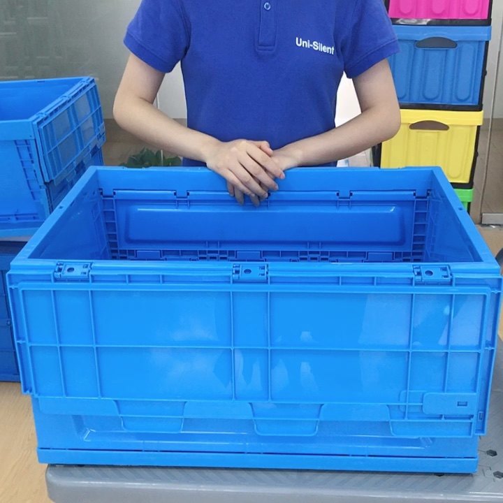 Uni-silent 21l Folding Collapsible Blue Container Box Plastic Tunober ...