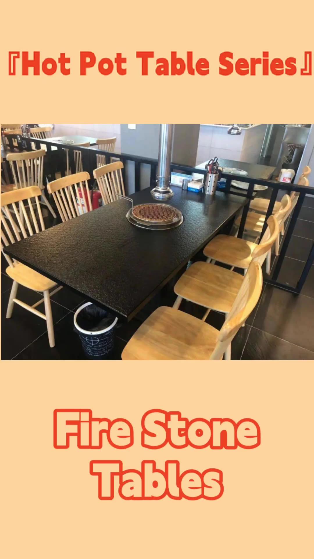 Fire Stone Hot Pot Table With Solid Wood Edge - Buy Restaurant Hot Pot ...