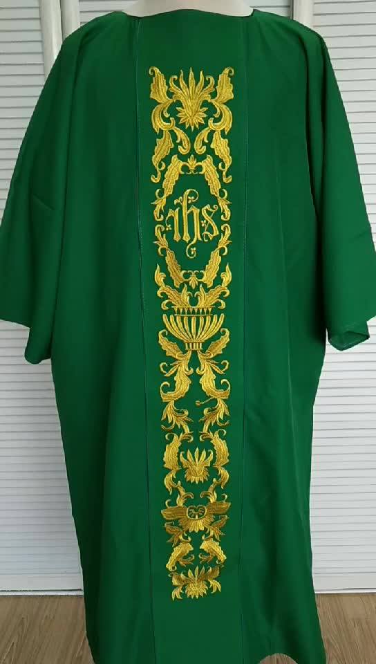 Hot Catholic Church Cross Embroidered Priest Chasuble Robe Roll Collar ...