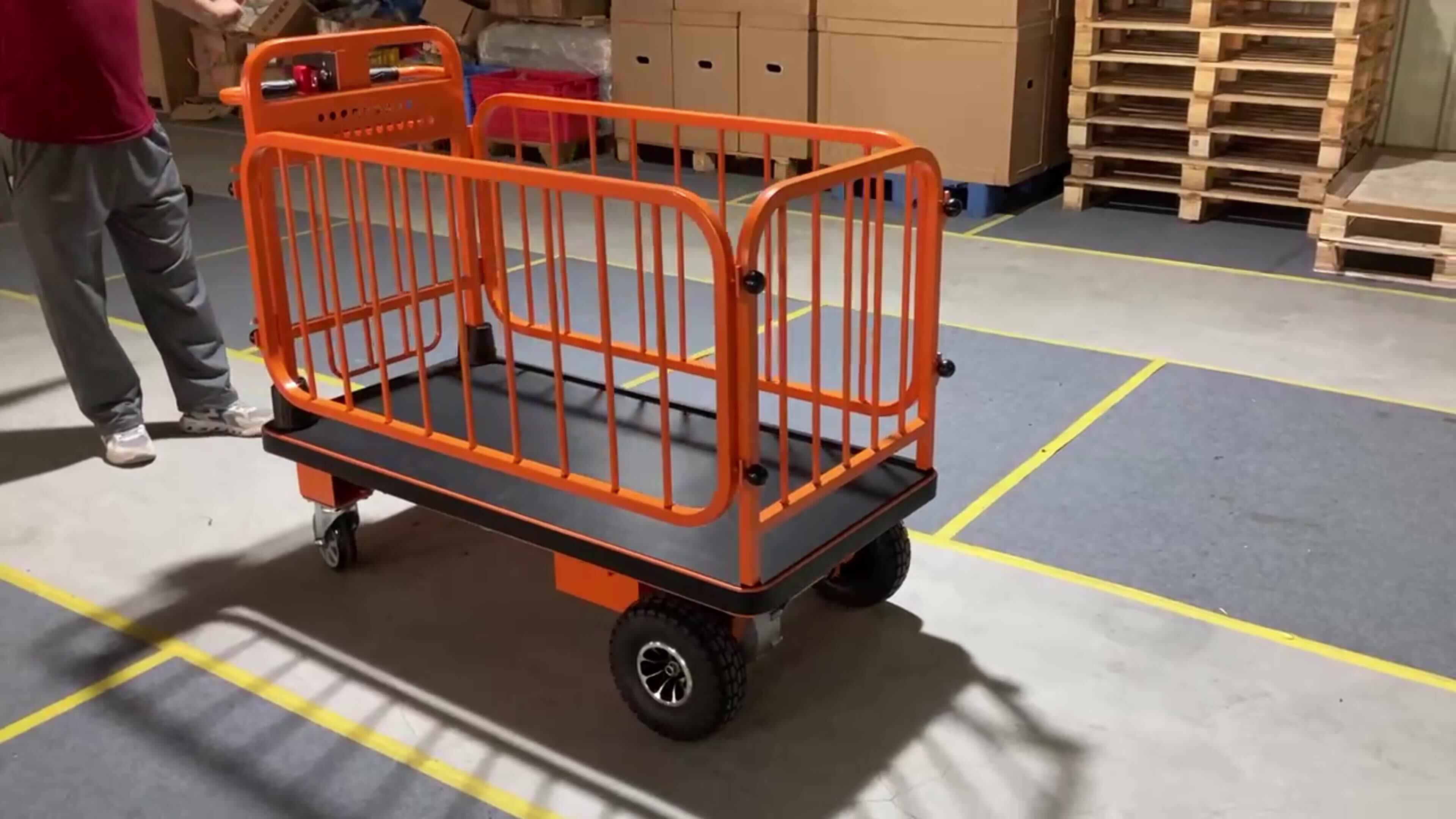 Heavy-duty Four-wheel Electric Motorized Cart Warehouse Workshop Cargo ...