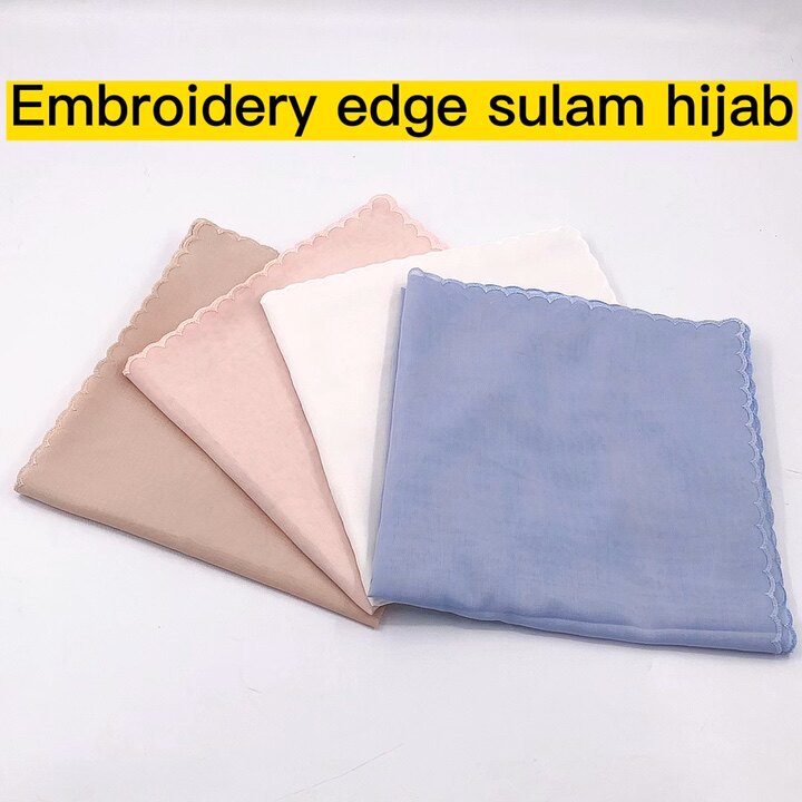 Tudung Malaysia Wholesale Plain Tudung Bawal Cotton Voile Embroidery Fabric Sulam Sumera Muslim ...