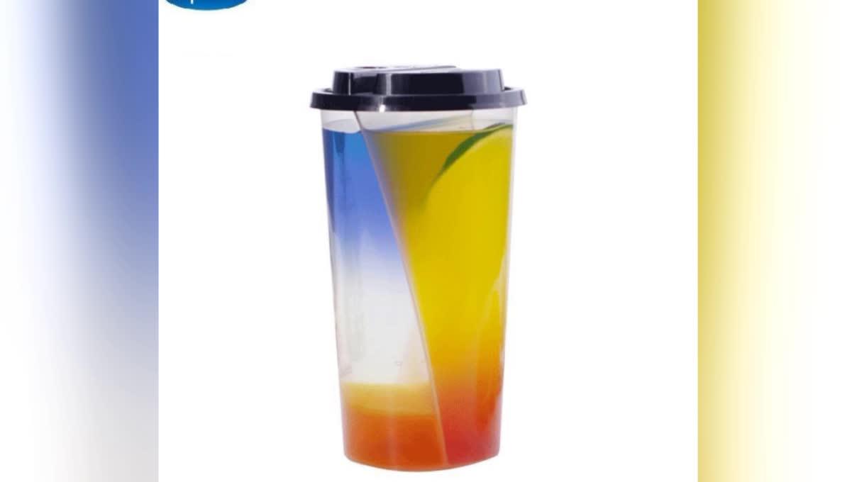 Gepai 2 Compartment Disposable Pp 26oz Plastic Twin Split Coffee Cups ...